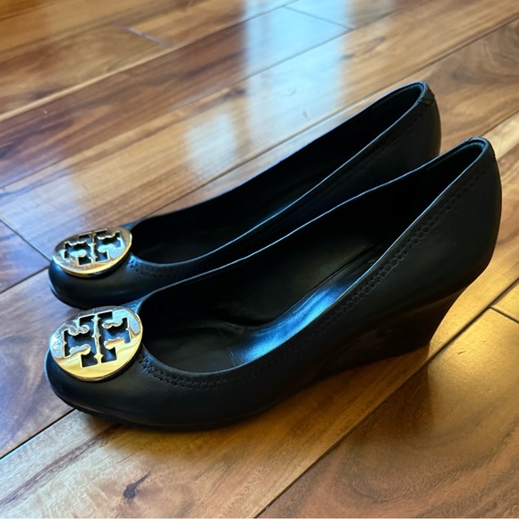 Tory Burch | Shoes | Tory Burch Black Closed Toe Wedge Shoes | Poshmark